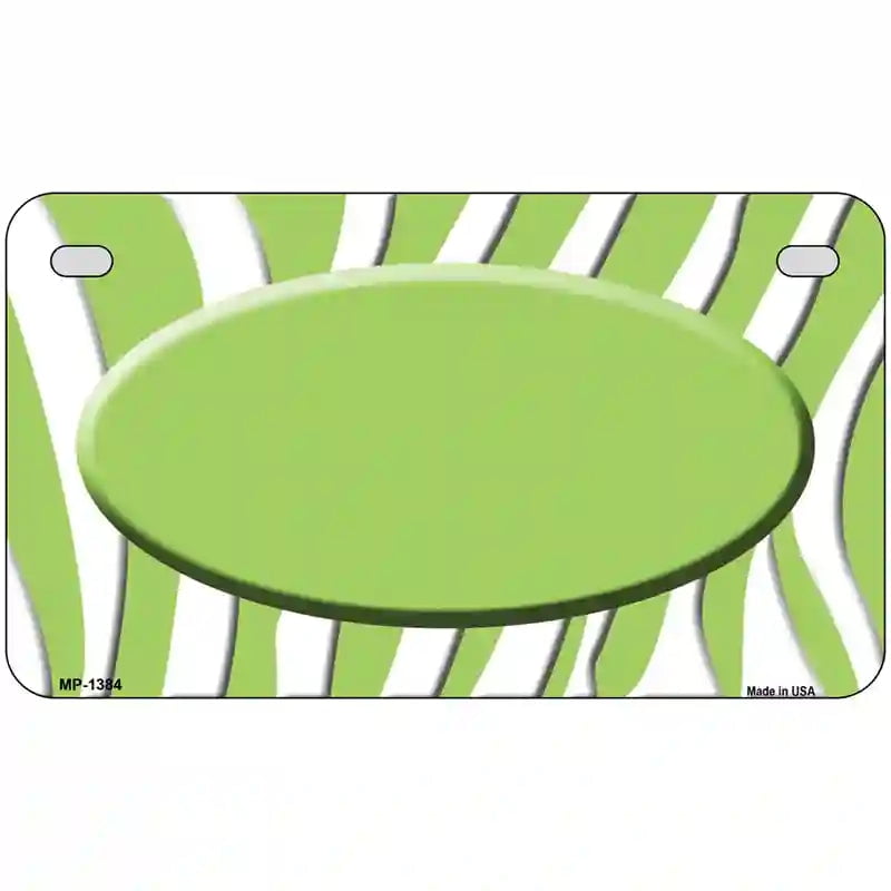 Lime Green White Zebra Center Oval Metal Novelty License Plate 7" x 4 ...