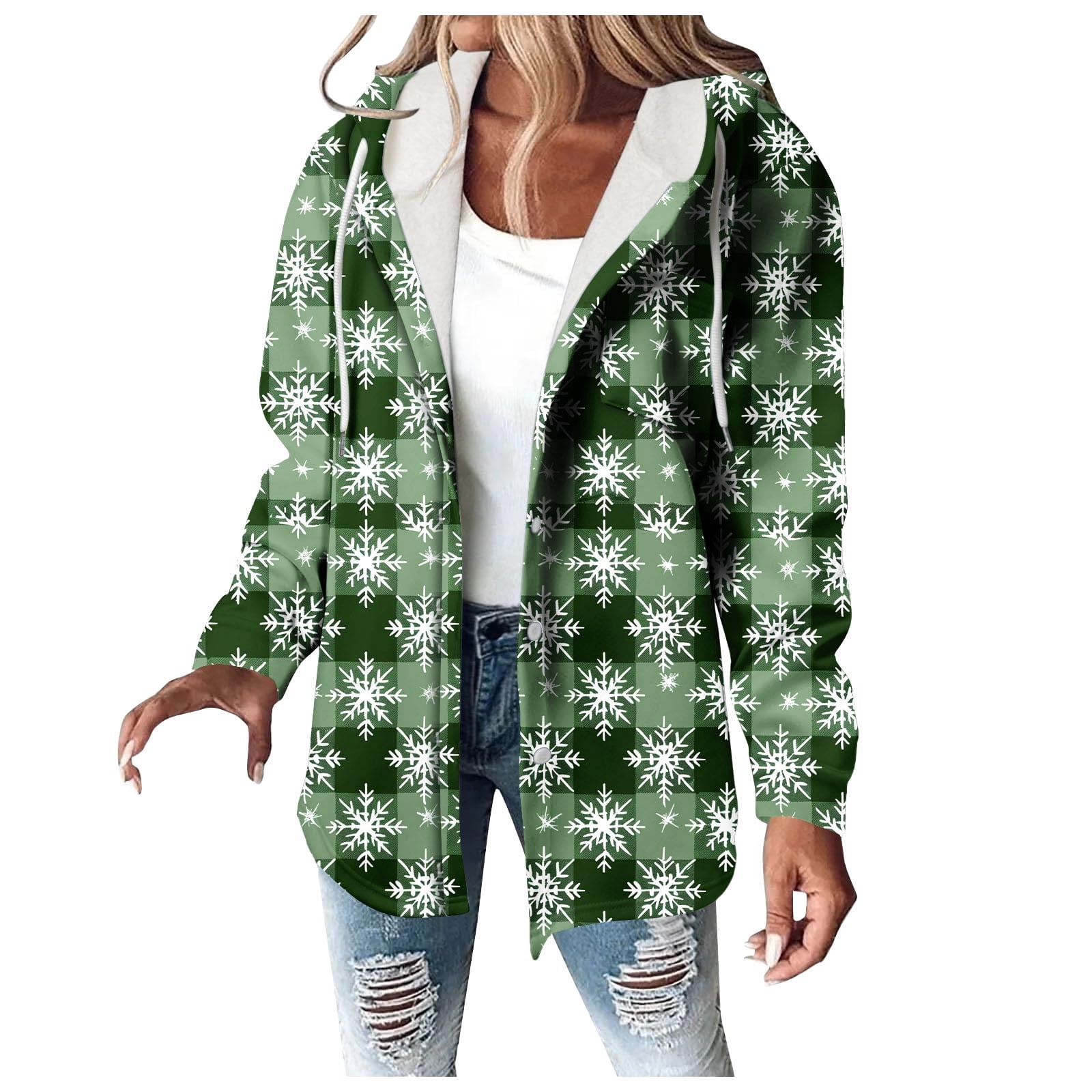 Lime Green Women Brunch Long Sleeve Hoods Shacket Coat for Women ...