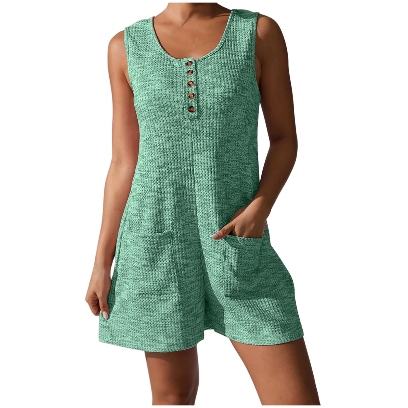 Lime Green Women Crochet Front Straight Leg Basic Loose Fit Overalls ...