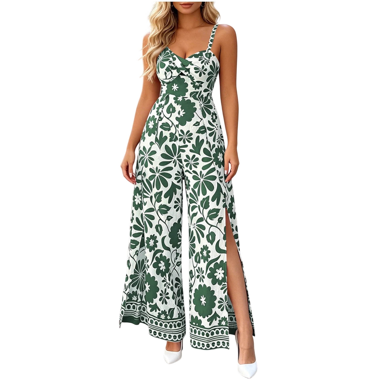 Lime Green Women Graphic Bib Pants Pants Catsuit for Women with Slit ...
