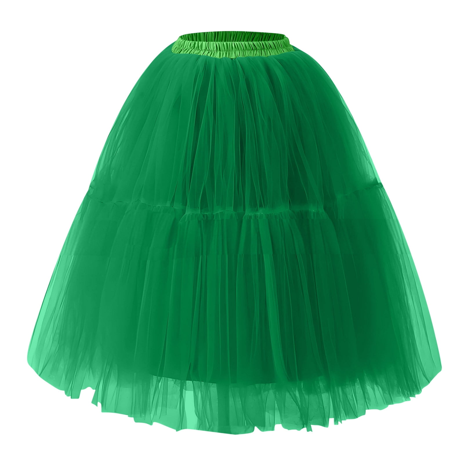 Lime Green Womens Dance Costumes Cosplay Mesh Plain Midi Knee High ...