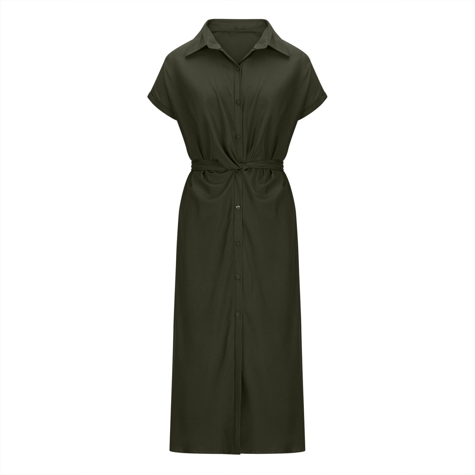 Lime Green Womens Tie Knot Basic Long Slim Tunic Dresses for Ladies ...
