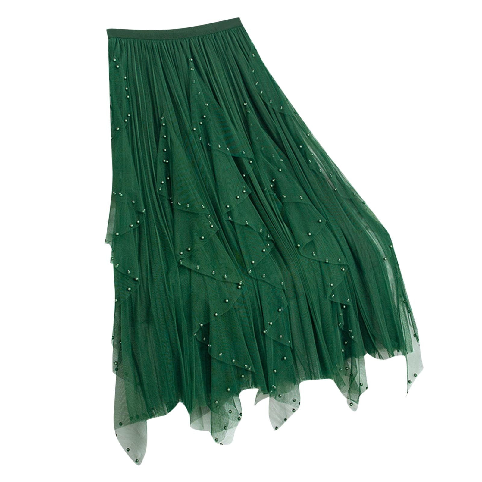 Lime Green for Teen Girls Maxi Long Loose Fit Modest Ruffle High Cut ...