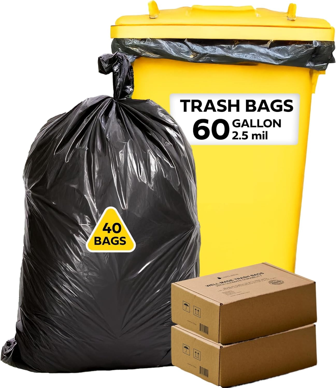 Lime Linen 60 Gallon Heavy Duty Contractor Xl Black Garbage Bags ...