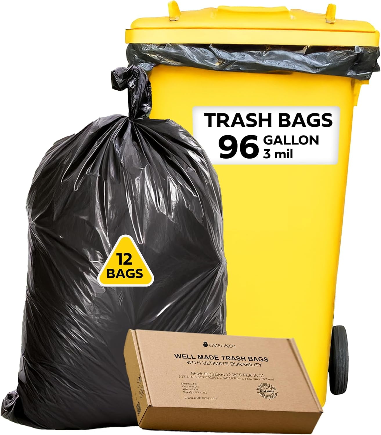 Lime Linen 96 Gallon Heavy Duty Contractor Garbage Bags | Industrial ...