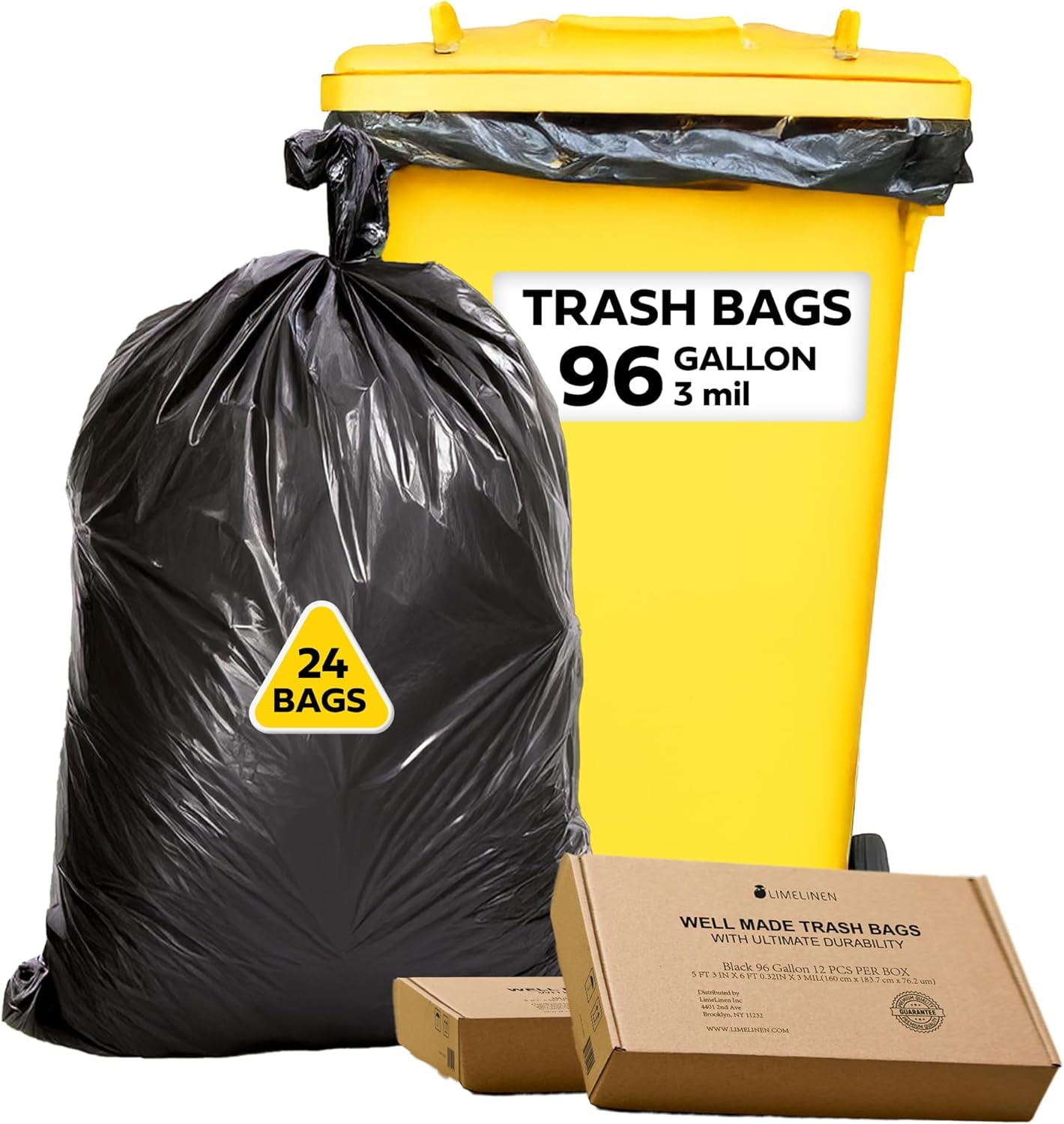 Lime Linen 96 Gallon Heavy Duty Contractor Garbage Bags | Industrial ...