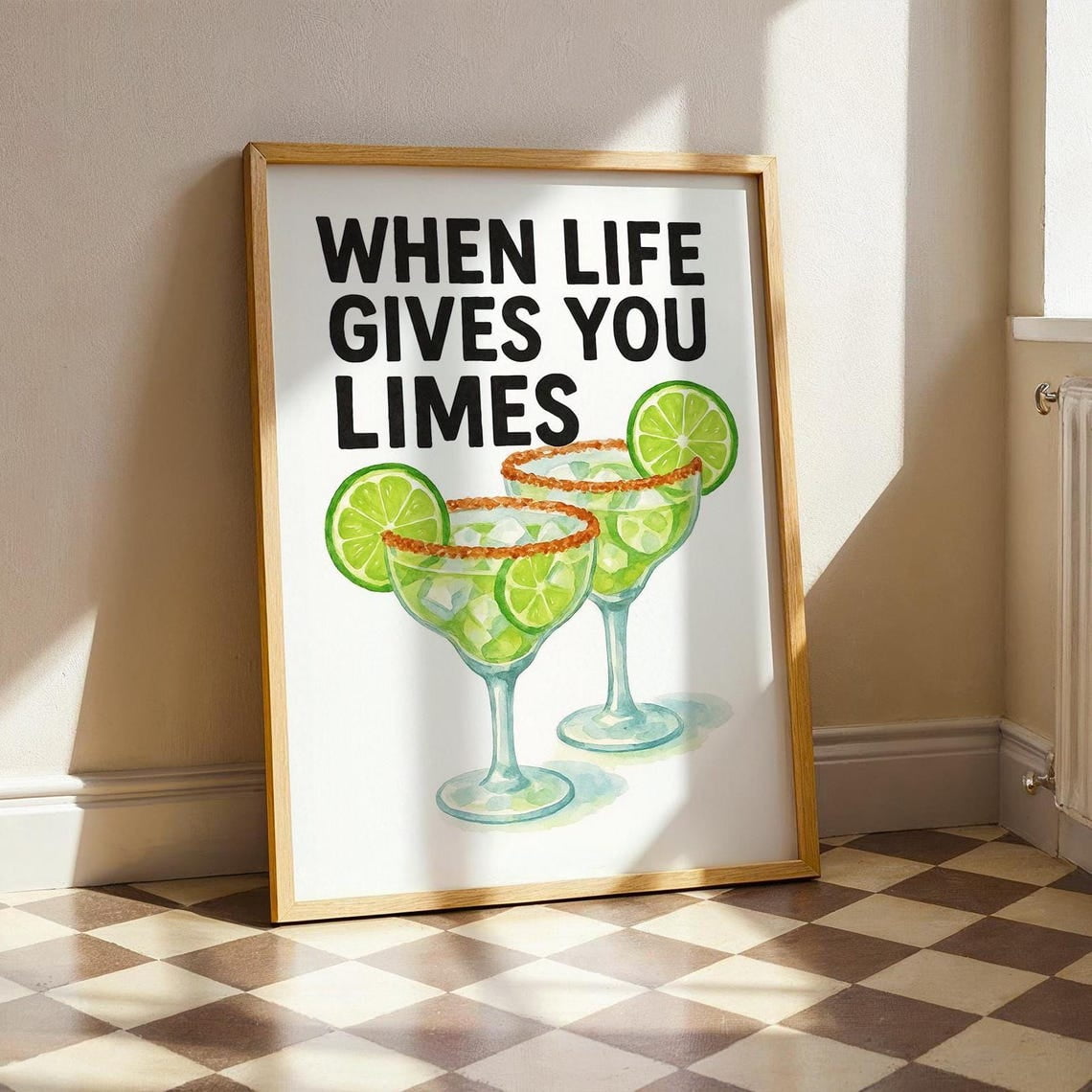 Lime Margarita Poster Print, Kitchen Quote, Green Bar Decor, Cocktail ...