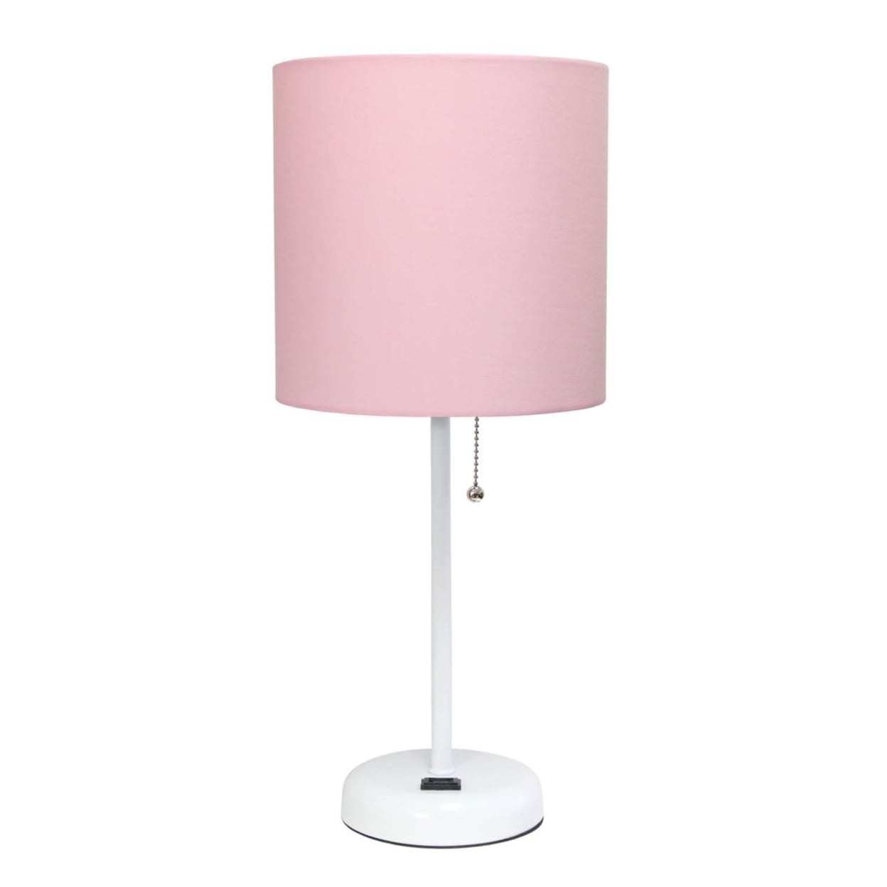 LimeLights Pink Stick Lamp with Charging Outlet and Fabric Shade ...