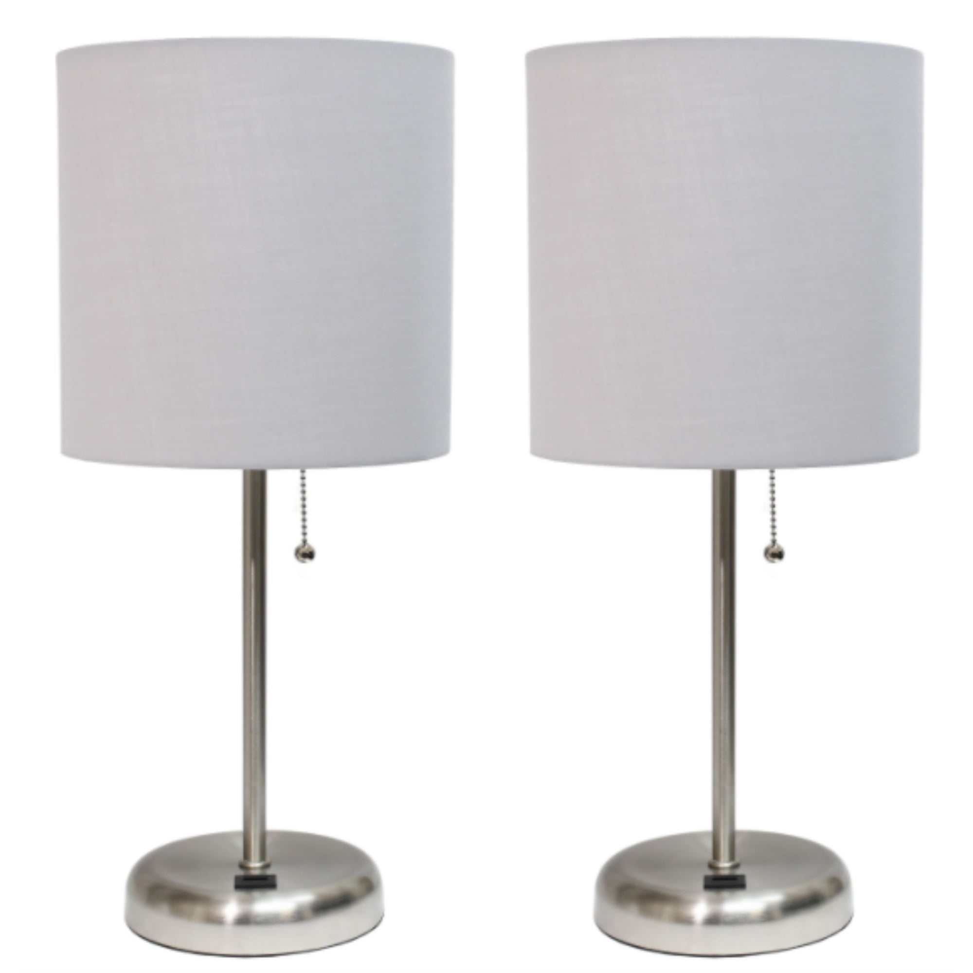 LimeLights Stick Lamp with USB charging port and Fabric Shade 2 Pack ...