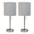 LimeLights Stick Lamp with Outlet and Fabric Shade Two Pack Set ...