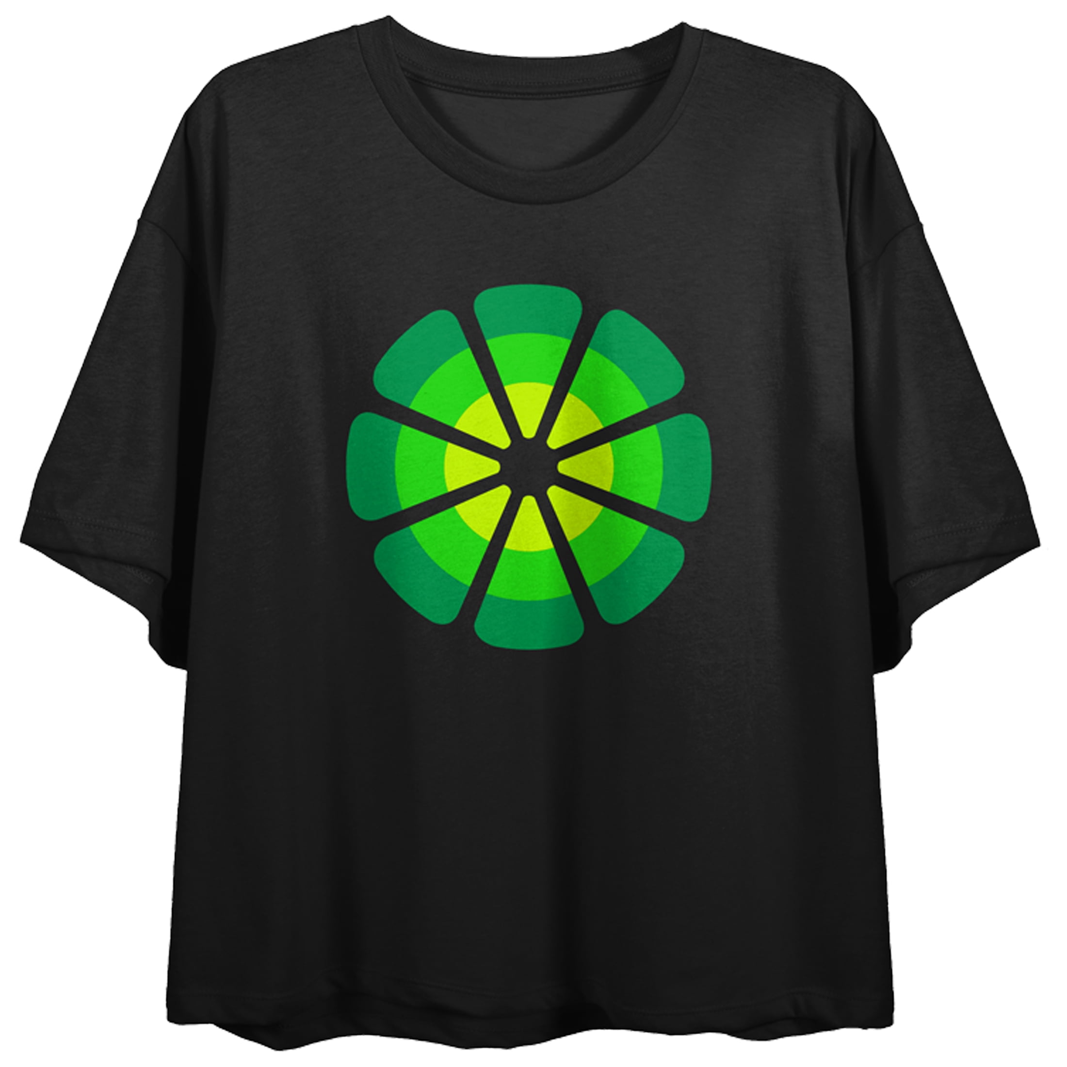 LimeWire Lime Slice Logo Art Crew Neck Short Sleeve Women's Black Crop ...