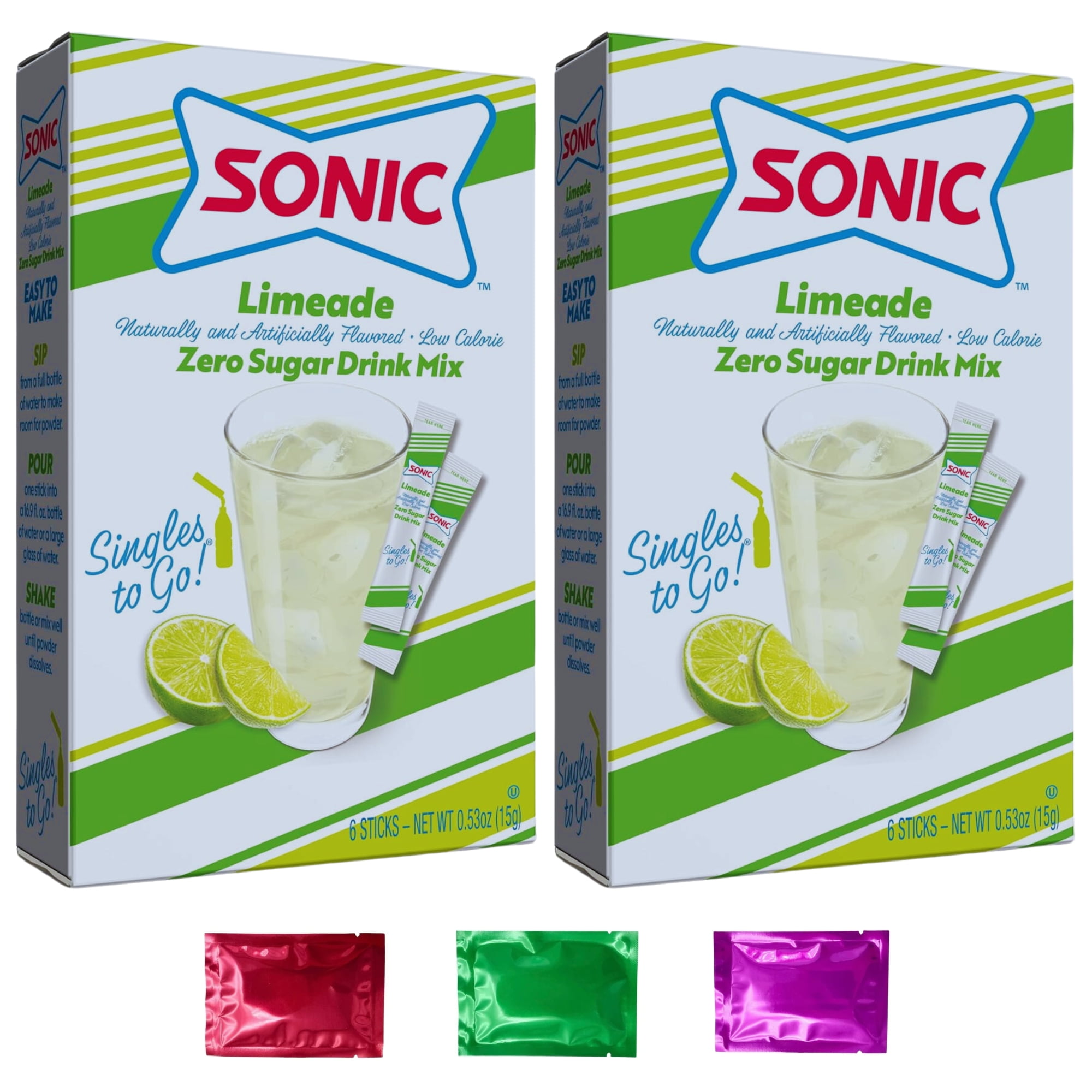 Limeade Flavor Sugar-Free Drink Mix 12 Sticks Singles Box of 2, Powder ...