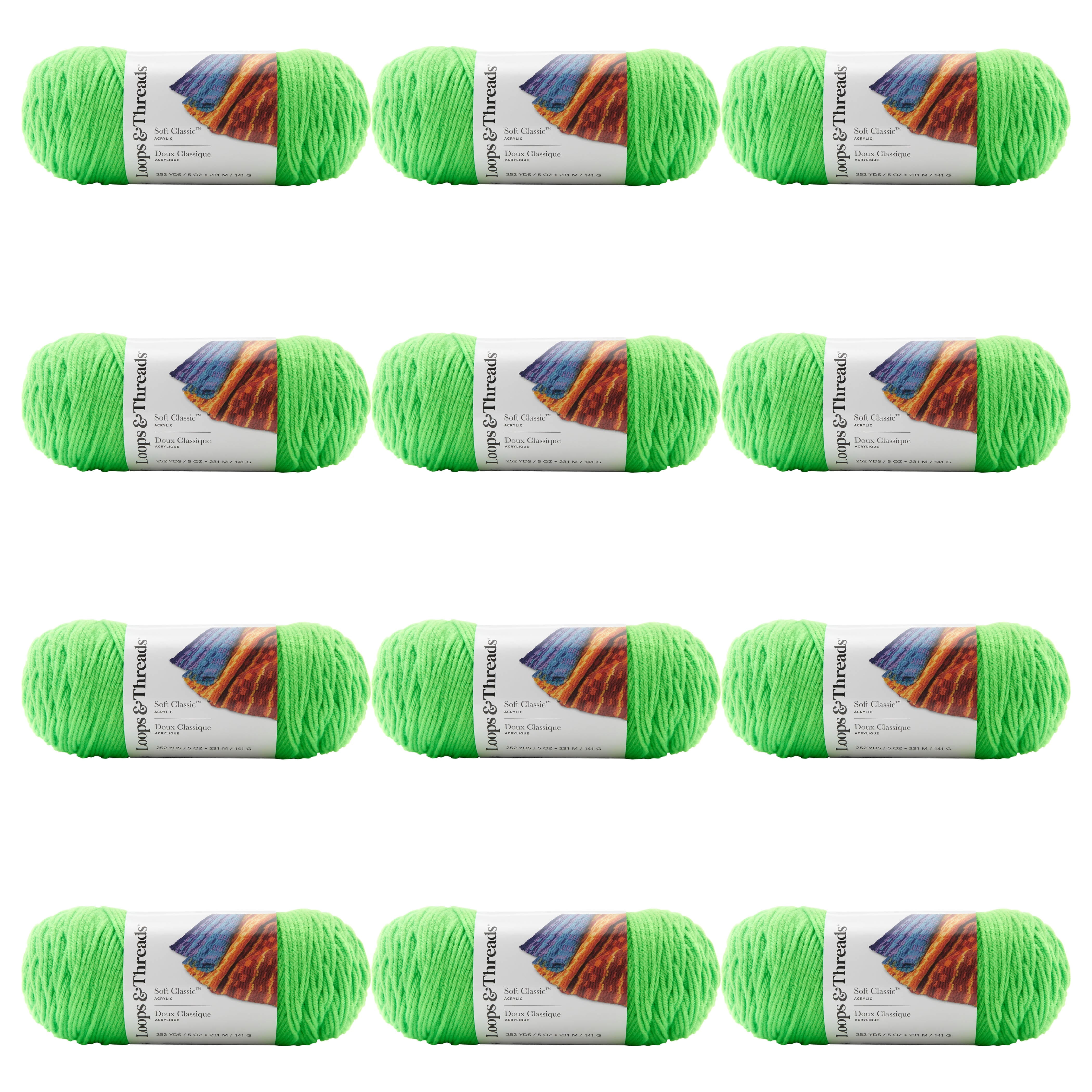 Loops & Threads Limeade Soft Classic Neon Yarn - Medium Weight Yarn for ...