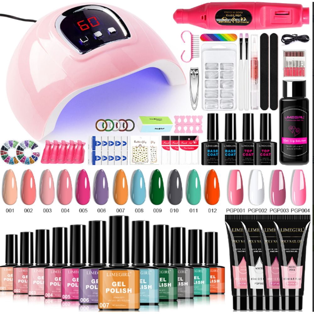 Limegirl Gel Nail Polish Kit with 18LED UV Light Nail Dryer, 12 Colors ...