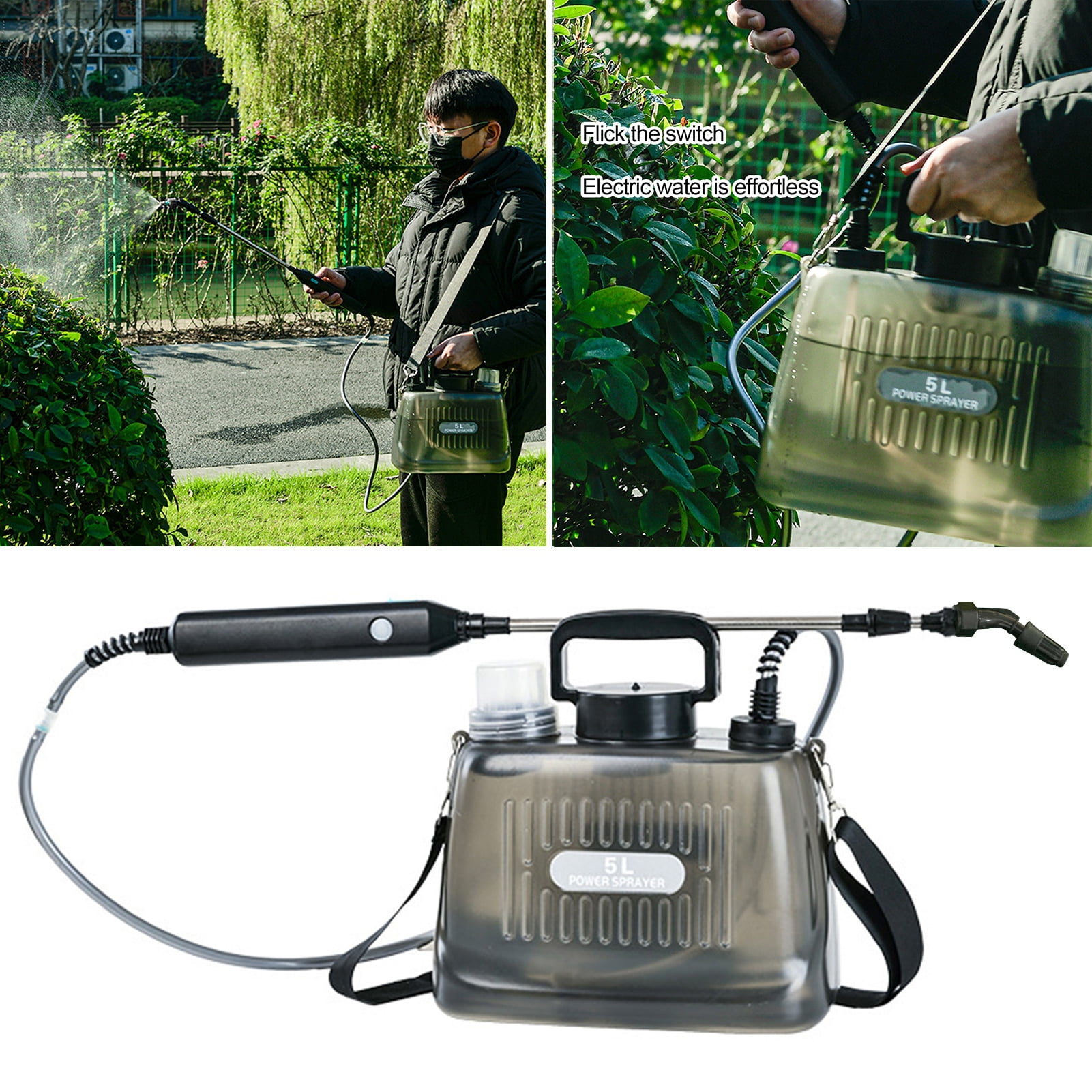 Limei 1.35/2 Gallon Electric Garden Sprayer with Telescopic Wand Self ...