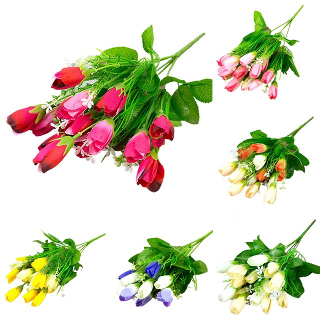 Limei 1 Bouquet 15 Heads Tulips Artifical Flowers Real Touch Faux Tulip ...