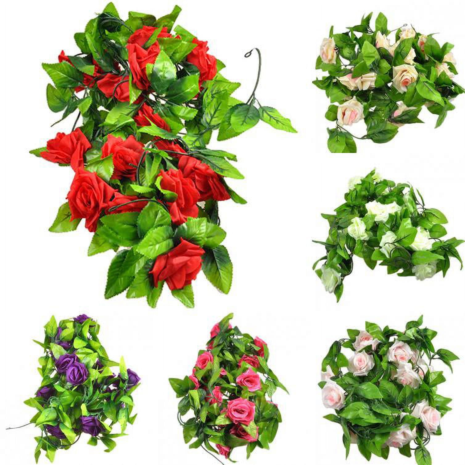 Limei 1 Pack (8FT) Artificial Rose Vine Fake Flowers Garland Hanging ...