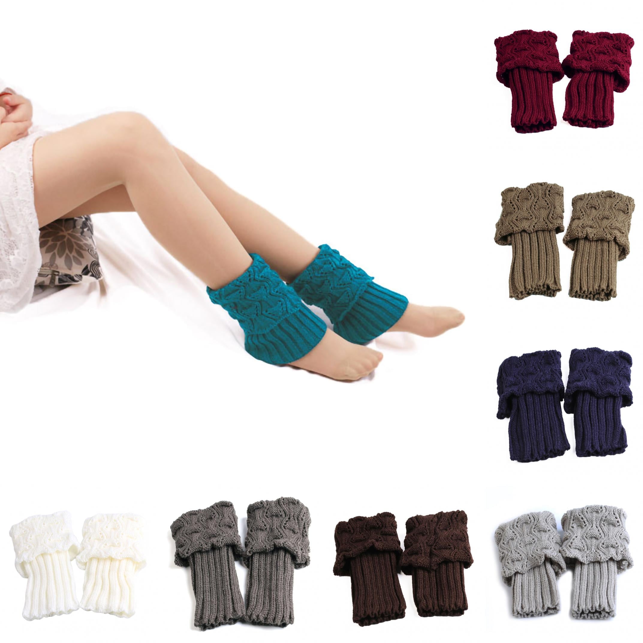 Limei 1 Pair Women Boot Socks Cuffs Knitted Crochet Short Leg Warmers ...