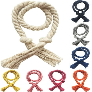 Visland 2Pcs Natural Cotton Braided Cord Curtain Tiebacks, Handmade ...