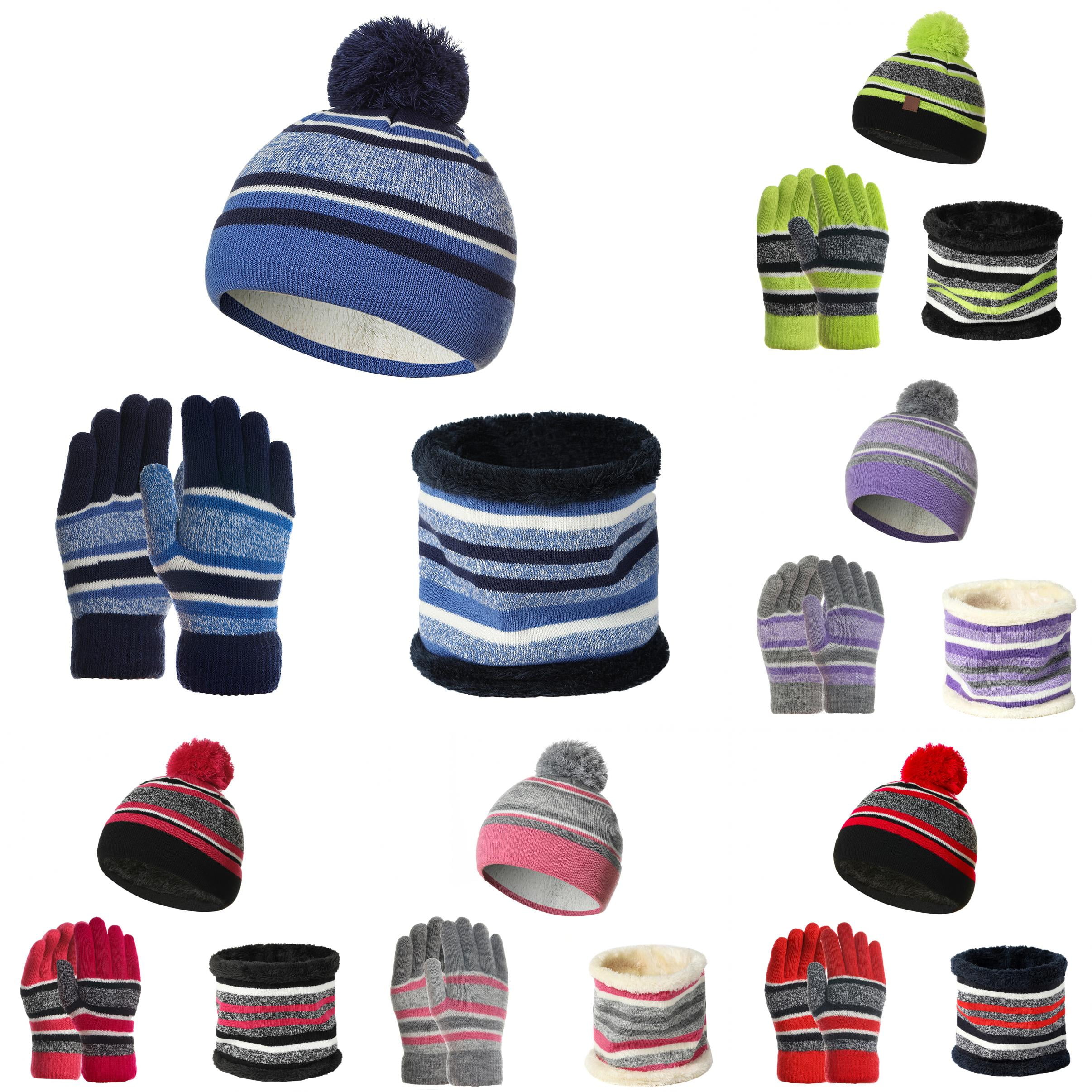 Limei 3Pcs Baby Boy Winter Hat Scarf Gloves Set for Toddler Girls Warm ...