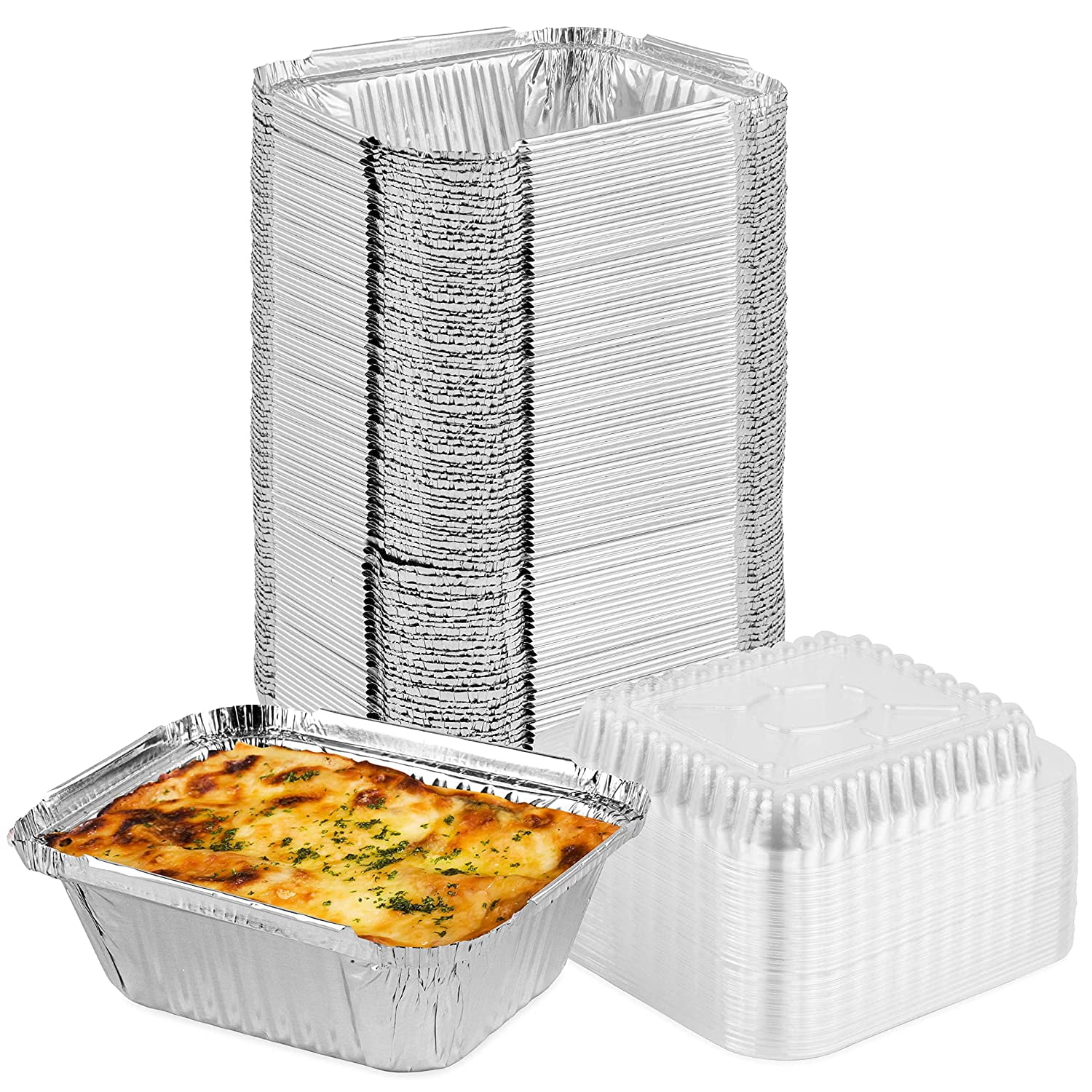 Limei 50 Pack Disposable 5.9" x 4.7" Aluminum Foil Pans Heavy Weight ...
