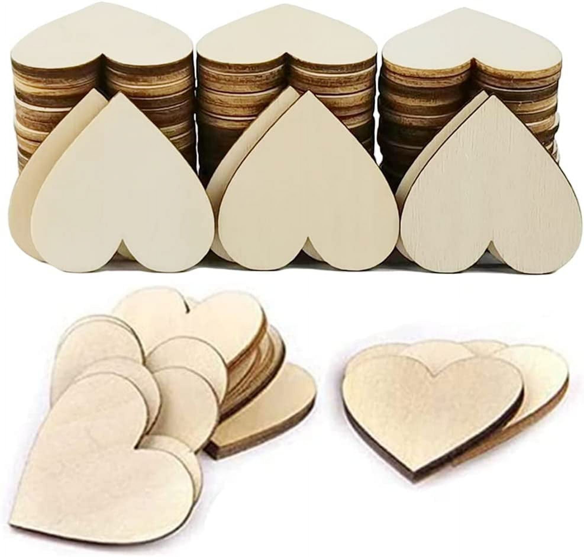 Limei 50 Pcs 0.8 inch Wood Heart Cutouts, Unfinished Blank Wooden ...