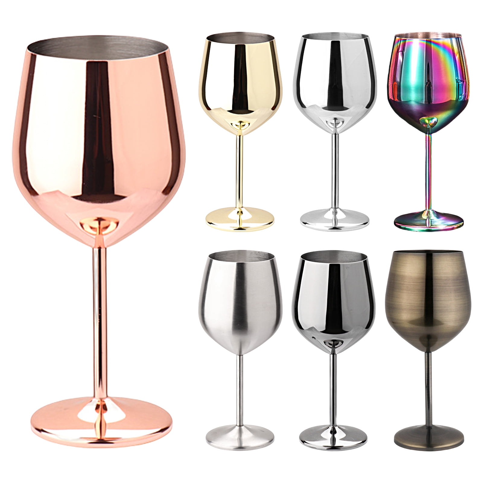 Limei 500ml Wine Glasses Stainless Steel, 2.9" x 8.2" Wine Goblets, BPA ...