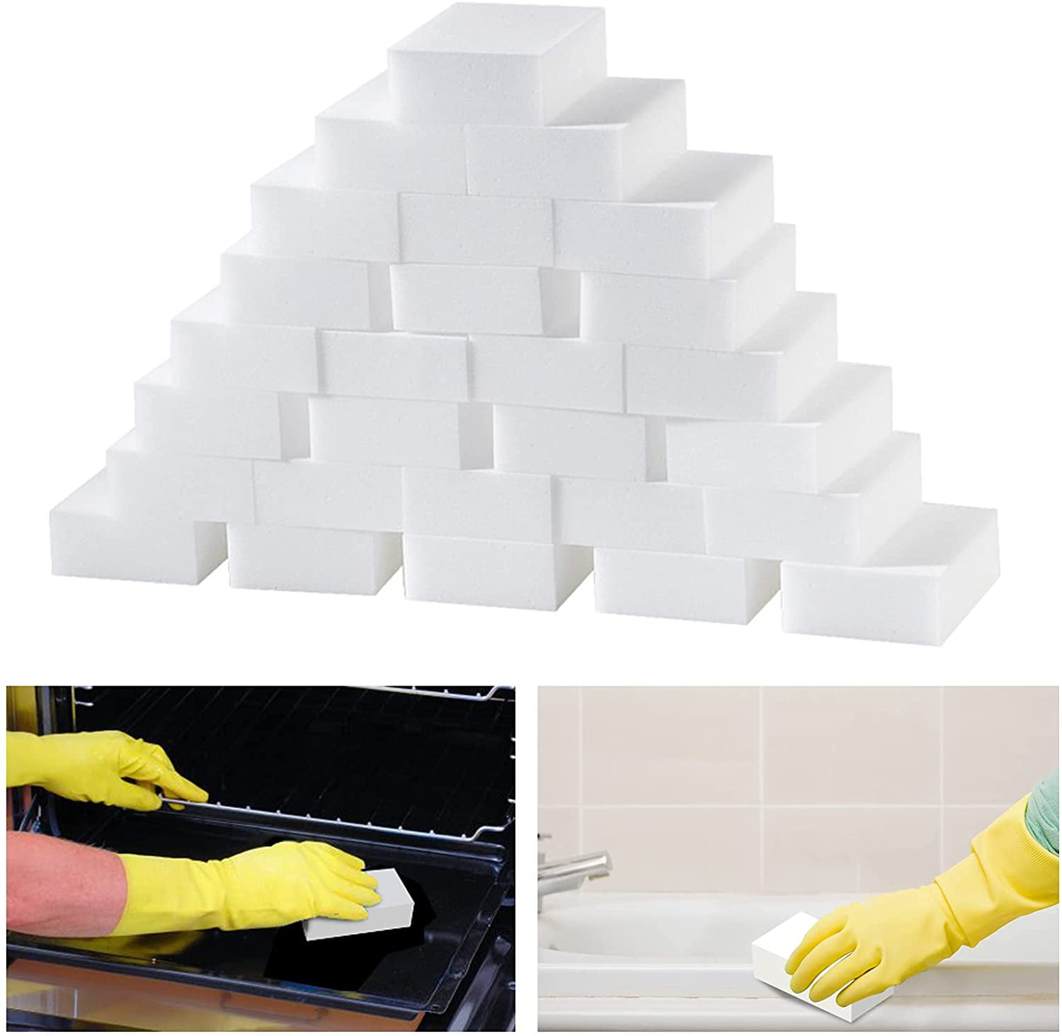 Limei 50Pack Melamine Sponge Foam Eraser, Chemical-Free Cleaner for ...