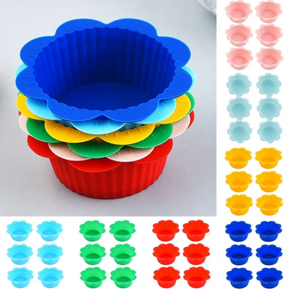 Limei 6 Pack Silicone Cupcake Liners Reusable Baking Cups Nonstick Easy Clean Pastry Muffin ...