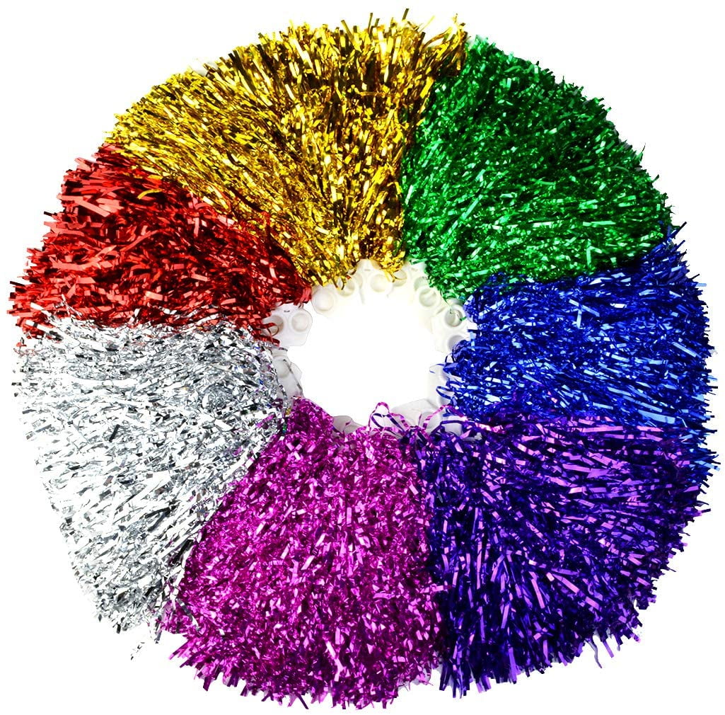 Limei Cheerleading Pom Poms, 5 Pack Cheerleader Pompoms Metallic Foil ...