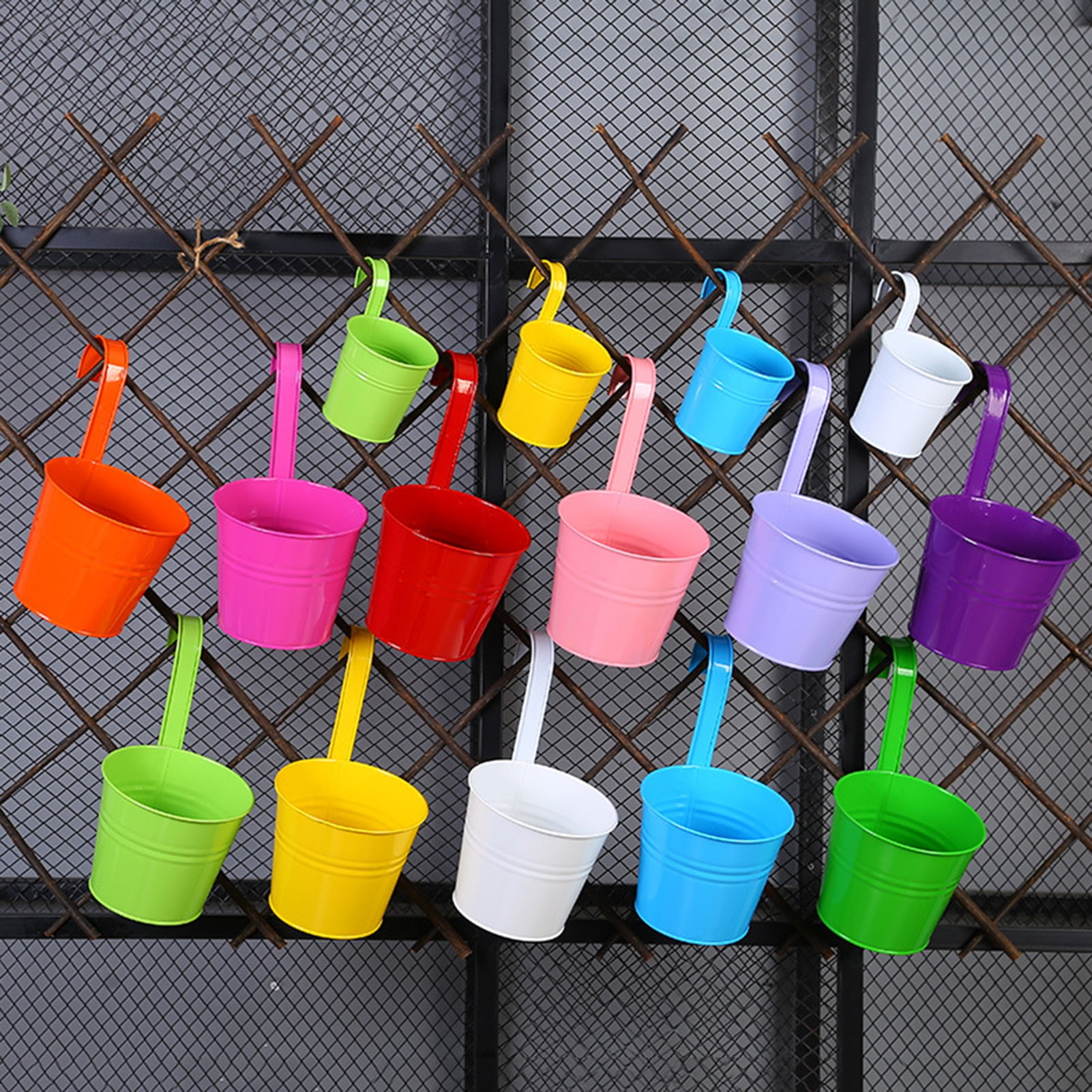Limei Creative Hanging Iron Bucket Eye-catching for Potted Plant Grip ...