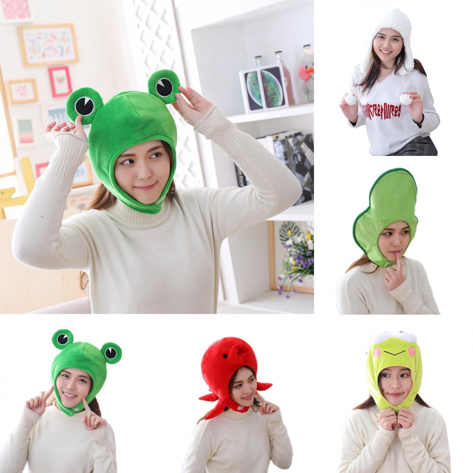 Limei Cute Frog Animal Plush Earflap Beanie Cap Hat Head Ear Warmer ...
