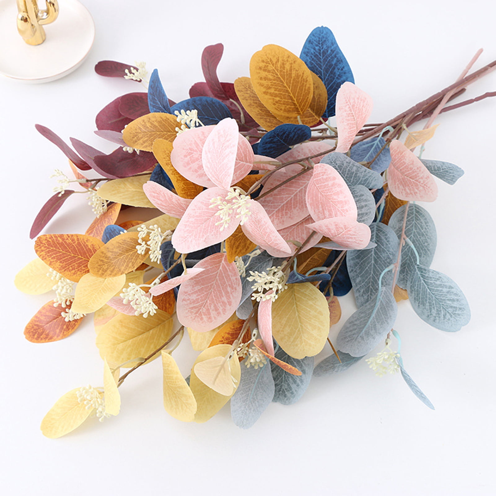 Limei Faux Eucalyptus Leaves Vivid Faux Silk Leaf Branch Eucalyptus ...