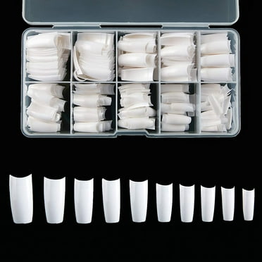4PACK 55OPCS Clear Nails Full Cover Acrylic Nail Tips for Extension ...