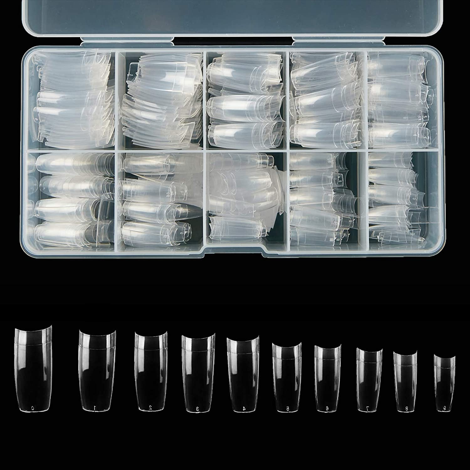 Limei 500Pcs Clear Acrylic False Nail Tips, French Shape, 10 Sizes for ...