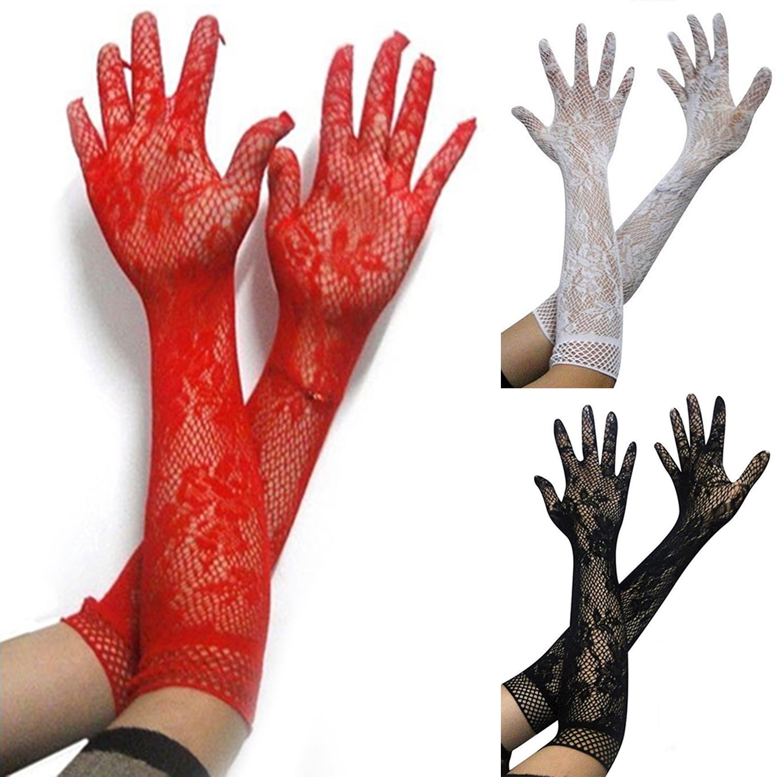 Limei Ladies Lace Gloves Elegant Long Gloves Courtesy Summer Gloves for ...