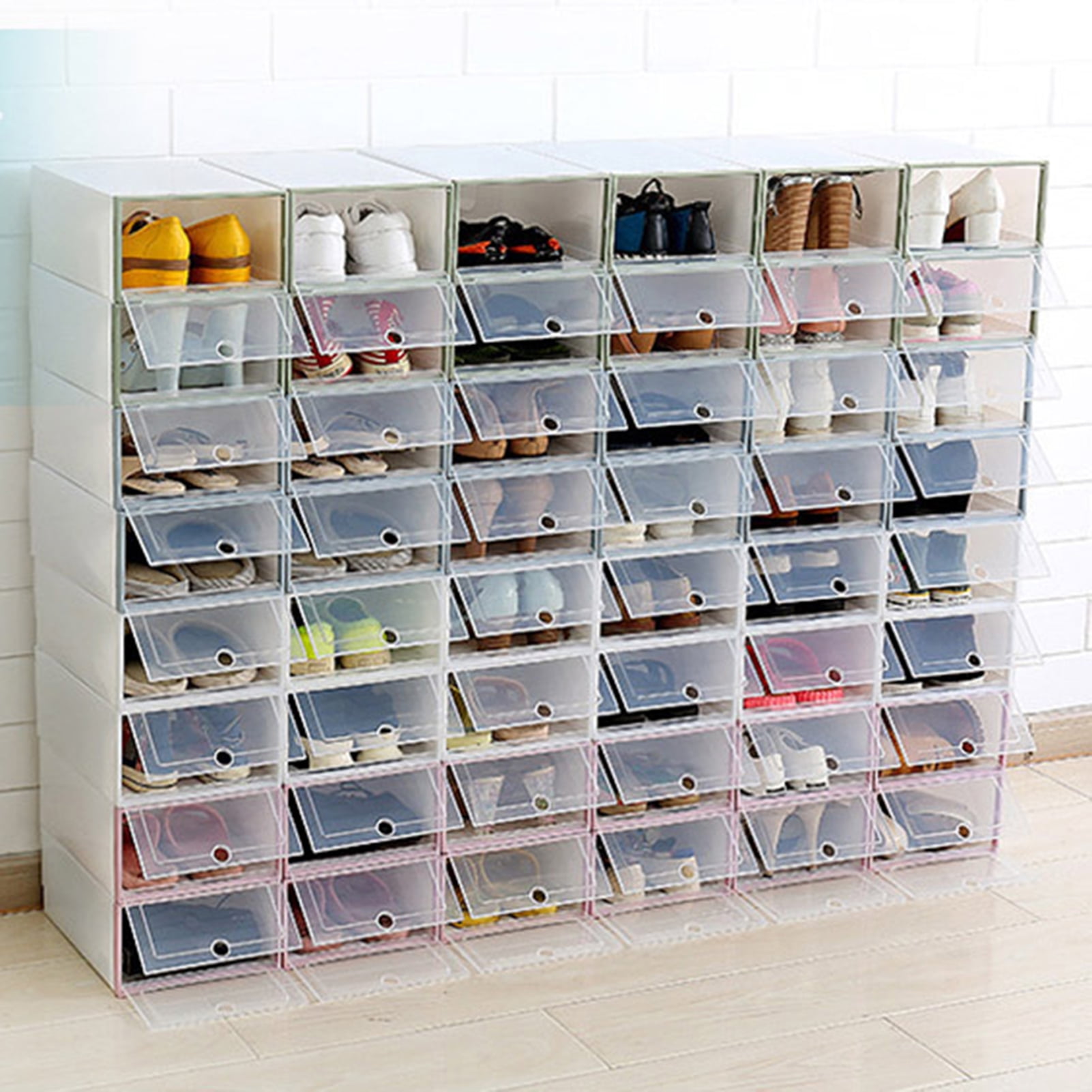 Limei Limei 1 Pack Shoe Storage Boxes, Clear Plastic Stackable, Shoe ...