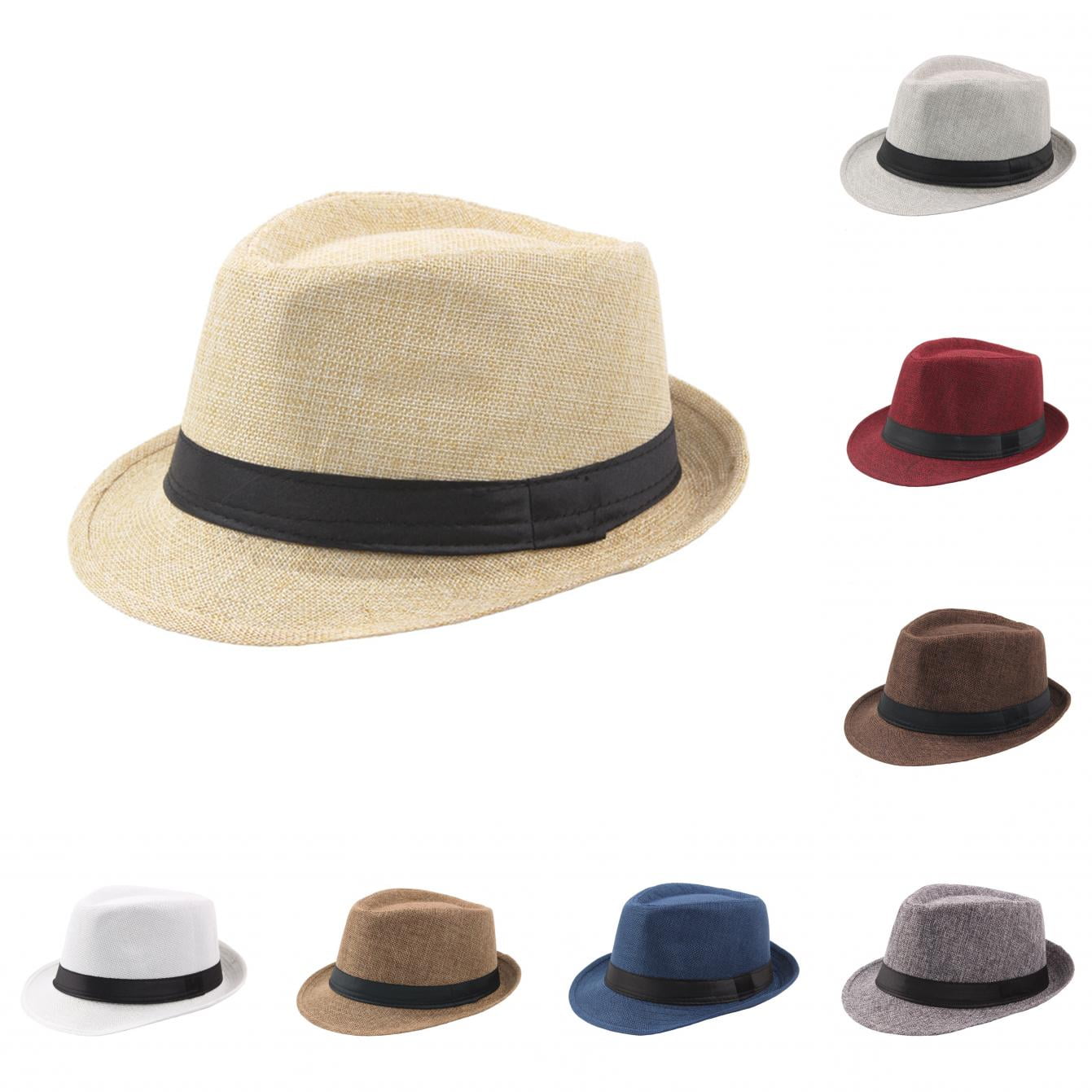 Limei Panama Fedora Hat for Men & Women, Wide Brim Summer Beach Sun Hat ...