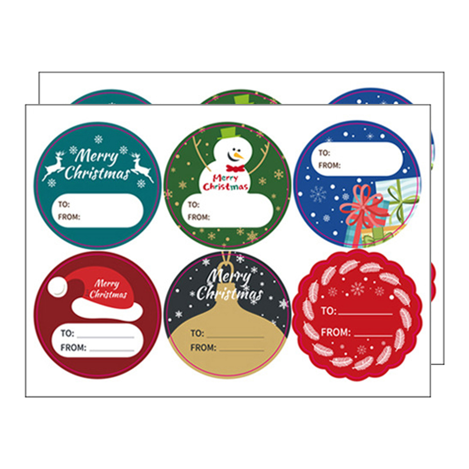 Limei Paper Labels Unique Pattern 2 Sheets Christmas Gift Tags Stickers Anti-fade Great for Bar ...