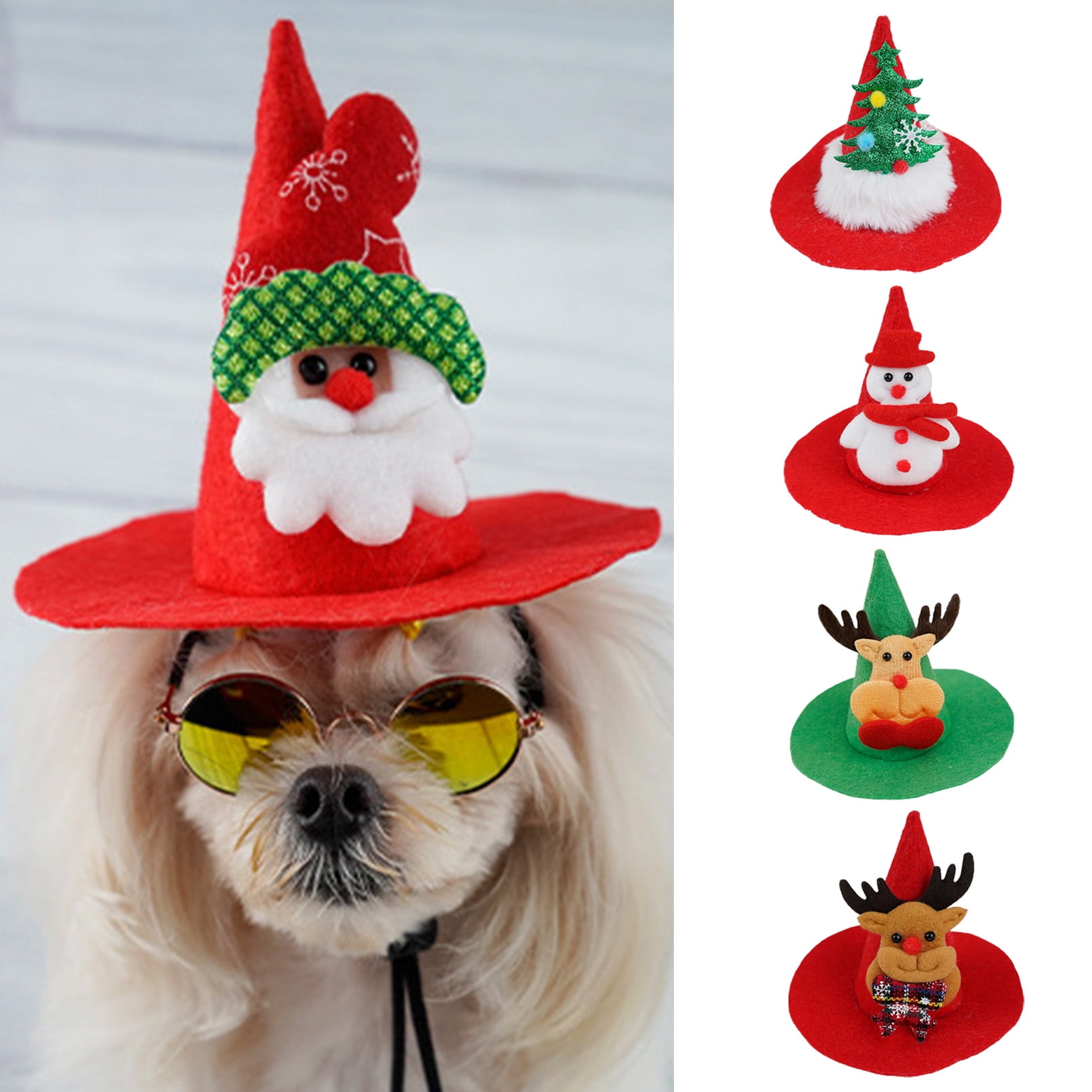 Limei Pet Headgear Pet Christmas Hat Adjustable Ultra-Light Vibrant ...