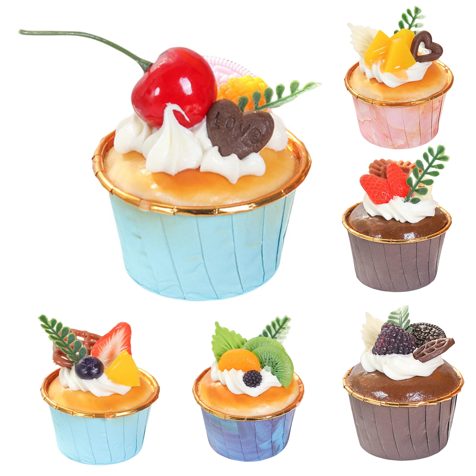 Limei Simulation Cake Waterproof Faux Leather Faux Fruit Cupcake Model ...