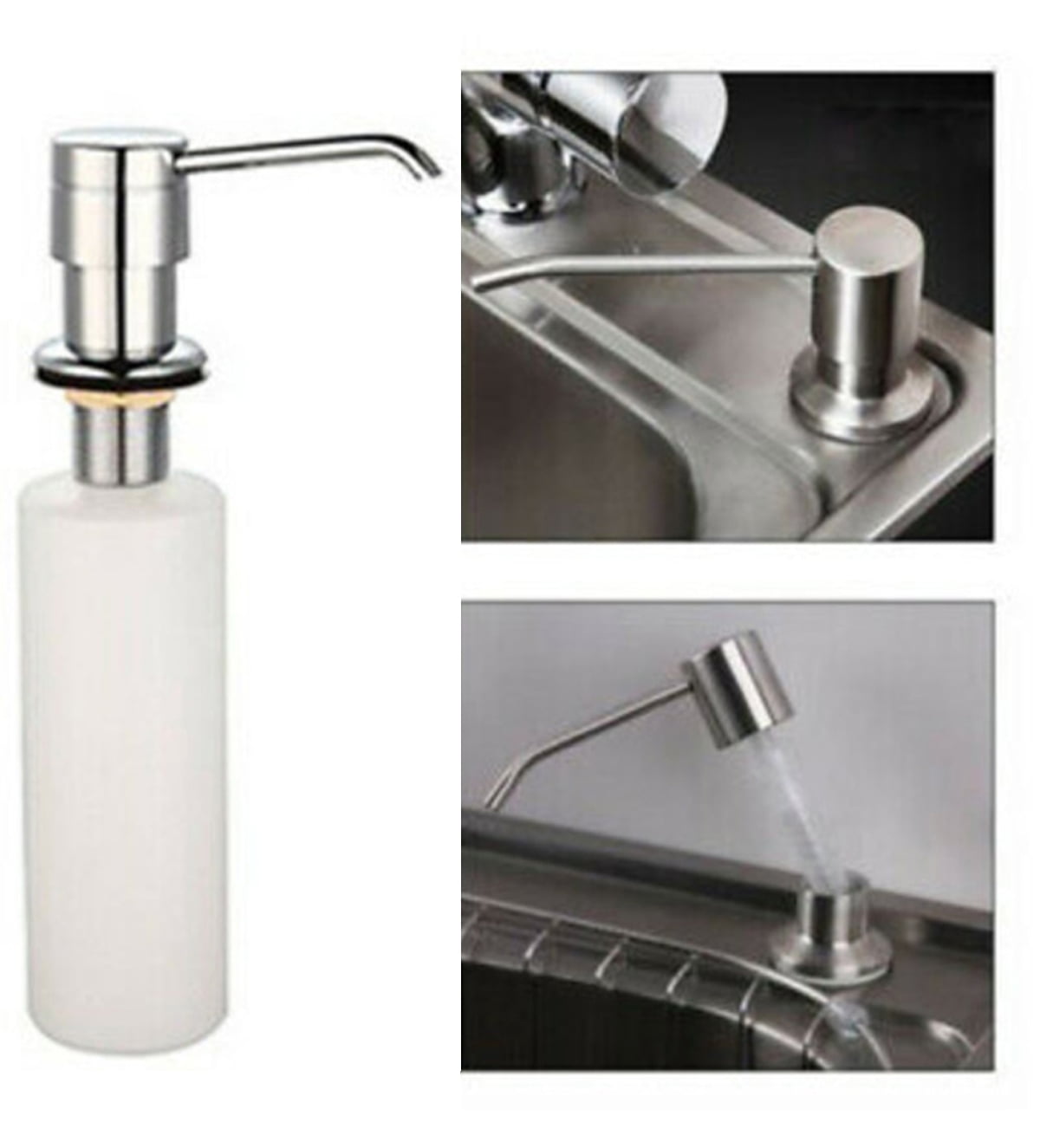 Limei Kitchen Sink Soap Dispenser, Brushed Nickel, Built-in, Top Refill ...