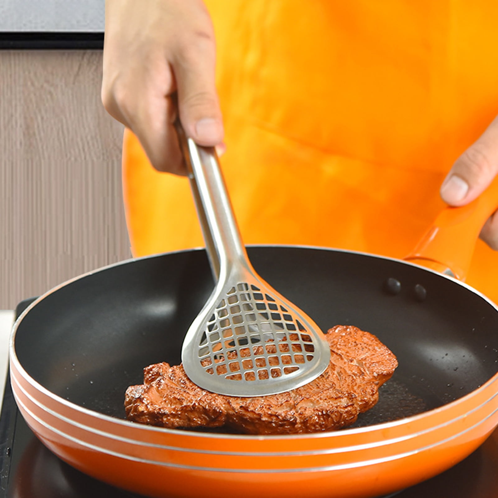 Limei Long Handled Stainless Steel Grill/Fry Tongs, 13-Inch, Metal ...