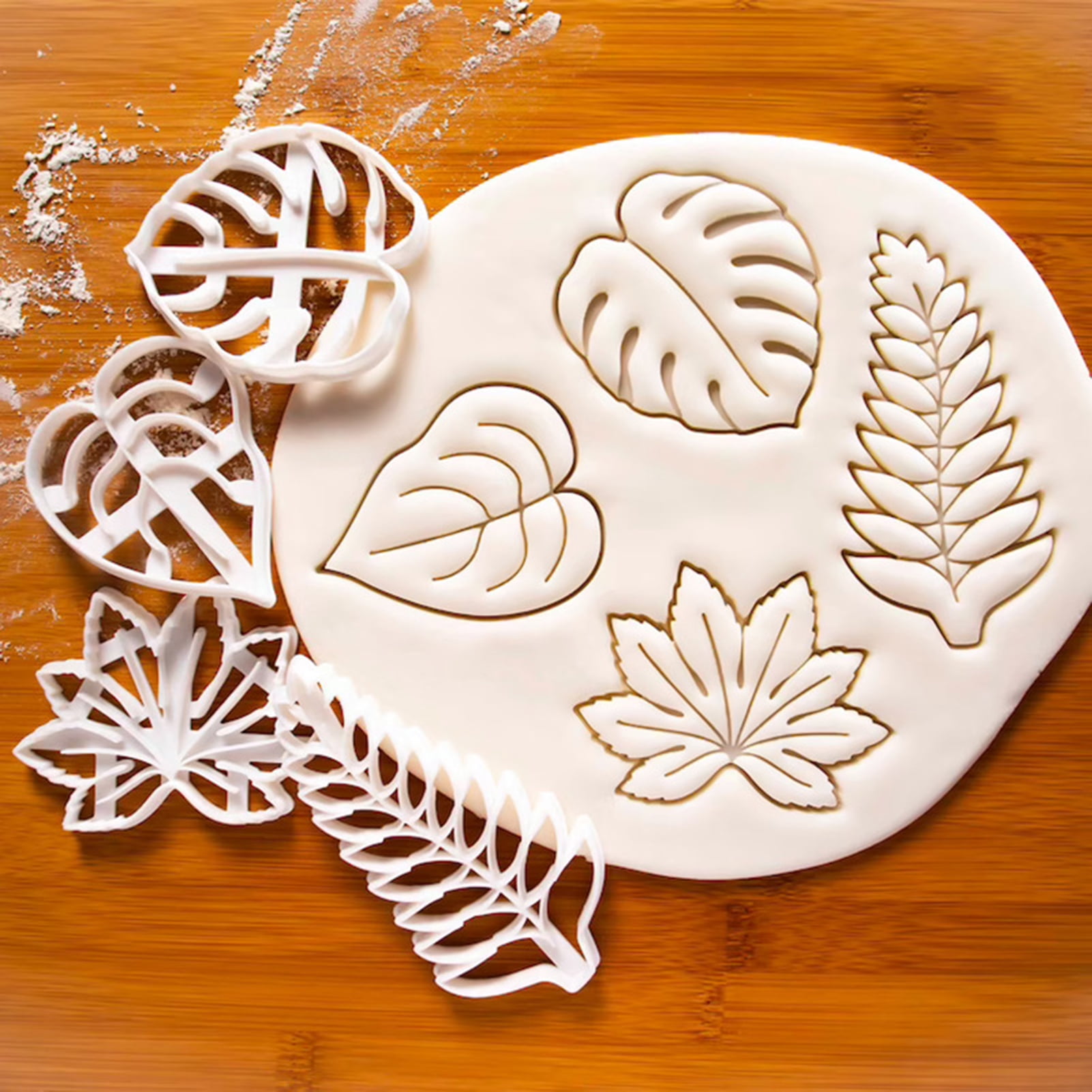 Limei Tropical Leaf Cutters Hawaiian Flower Cutters Plastic Palm Cookie ...