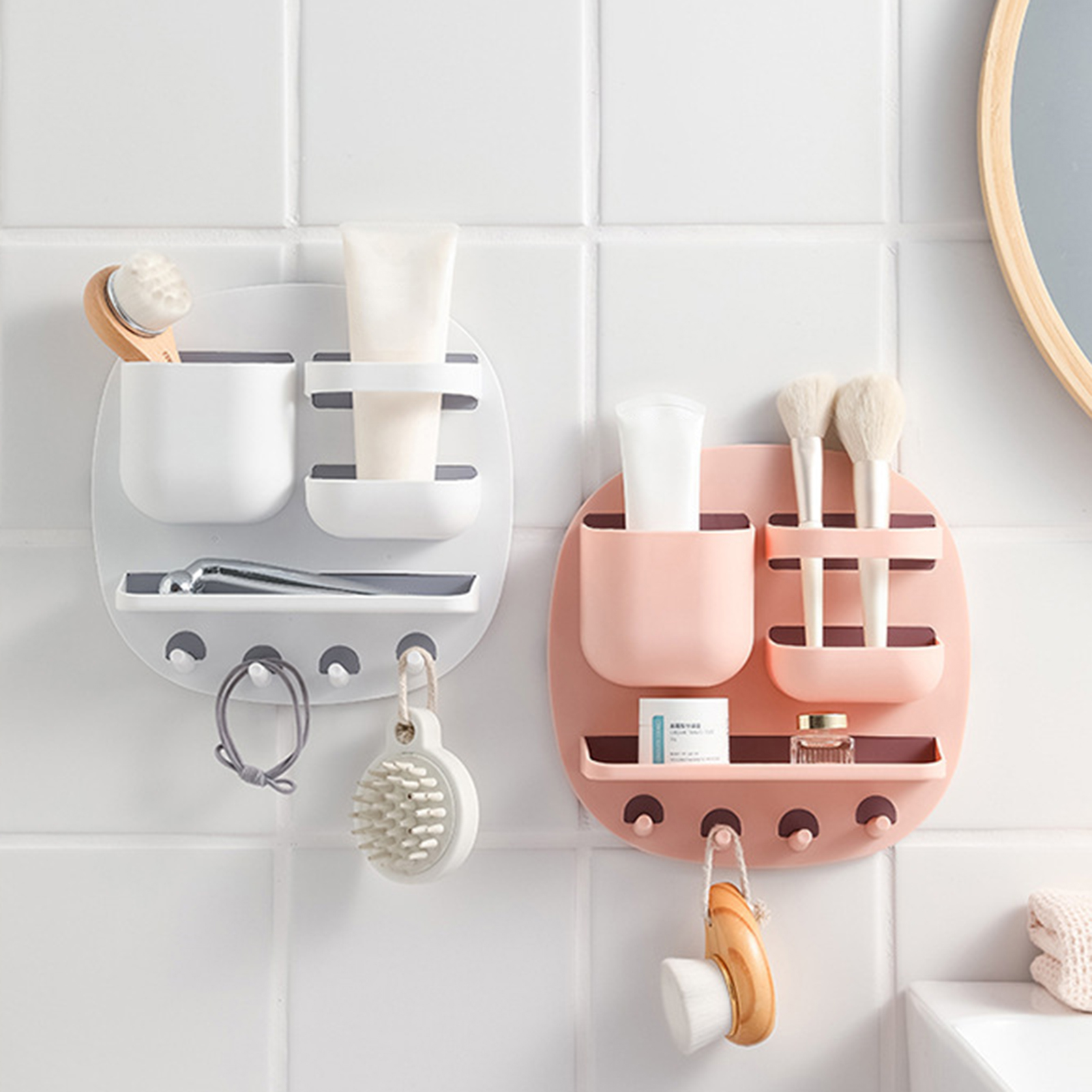 Limei Wall Mounted Bathroom Storage Rack Punch-Free Bathroom Organizer ...