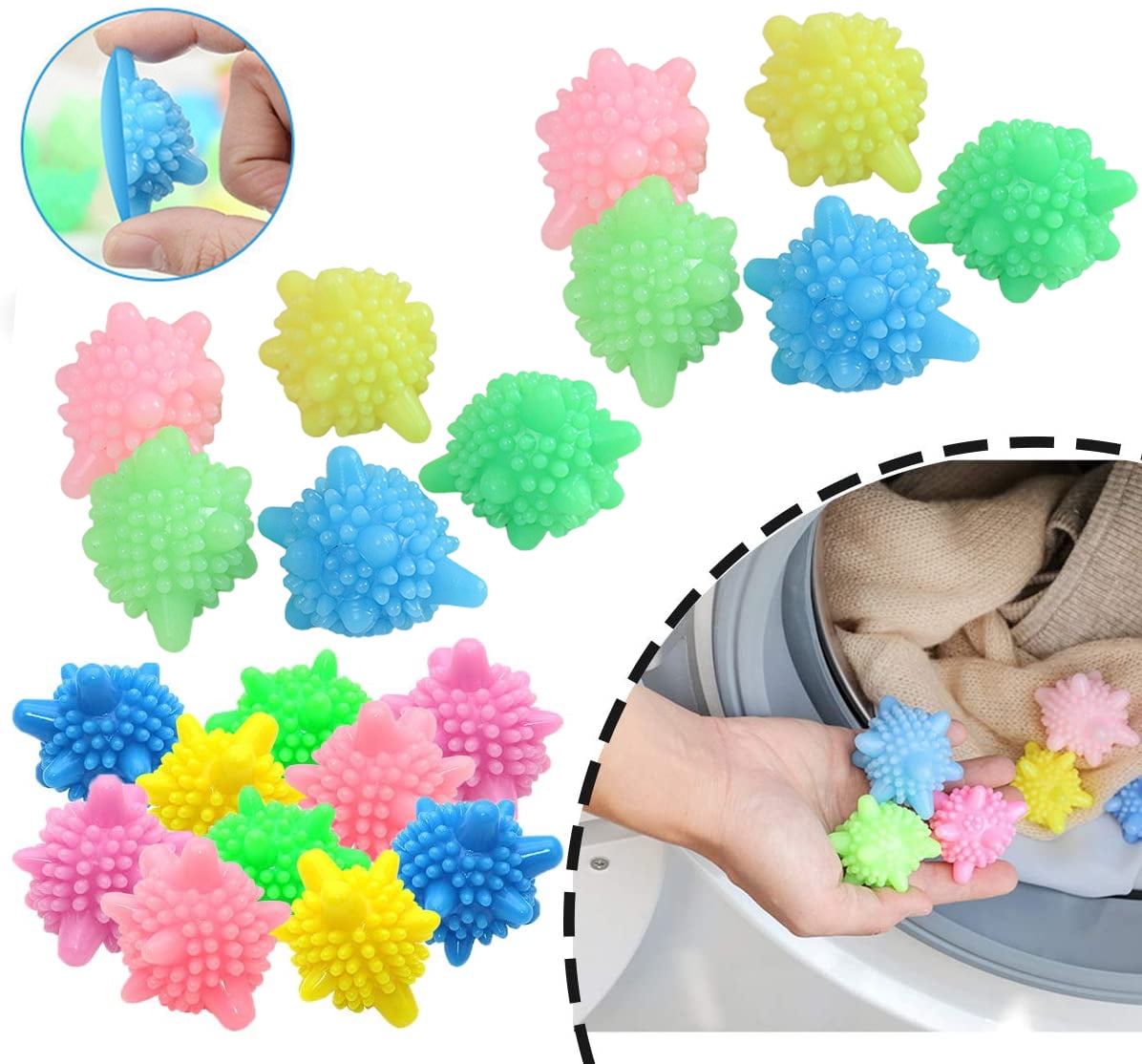 Limei Eco-Friendly Reusable Laundry Balls, Tangle-Free PVC Washer Balls ...