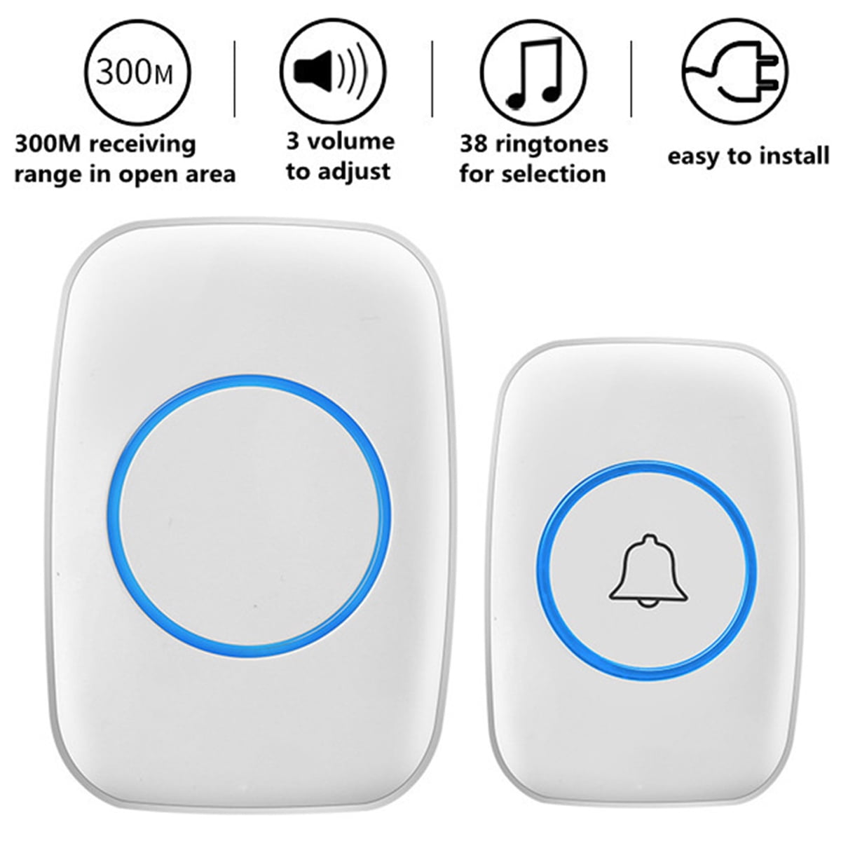Limei Wireless Doorbell Waterproof Door Bell Chime Kit Alarm for Home ...