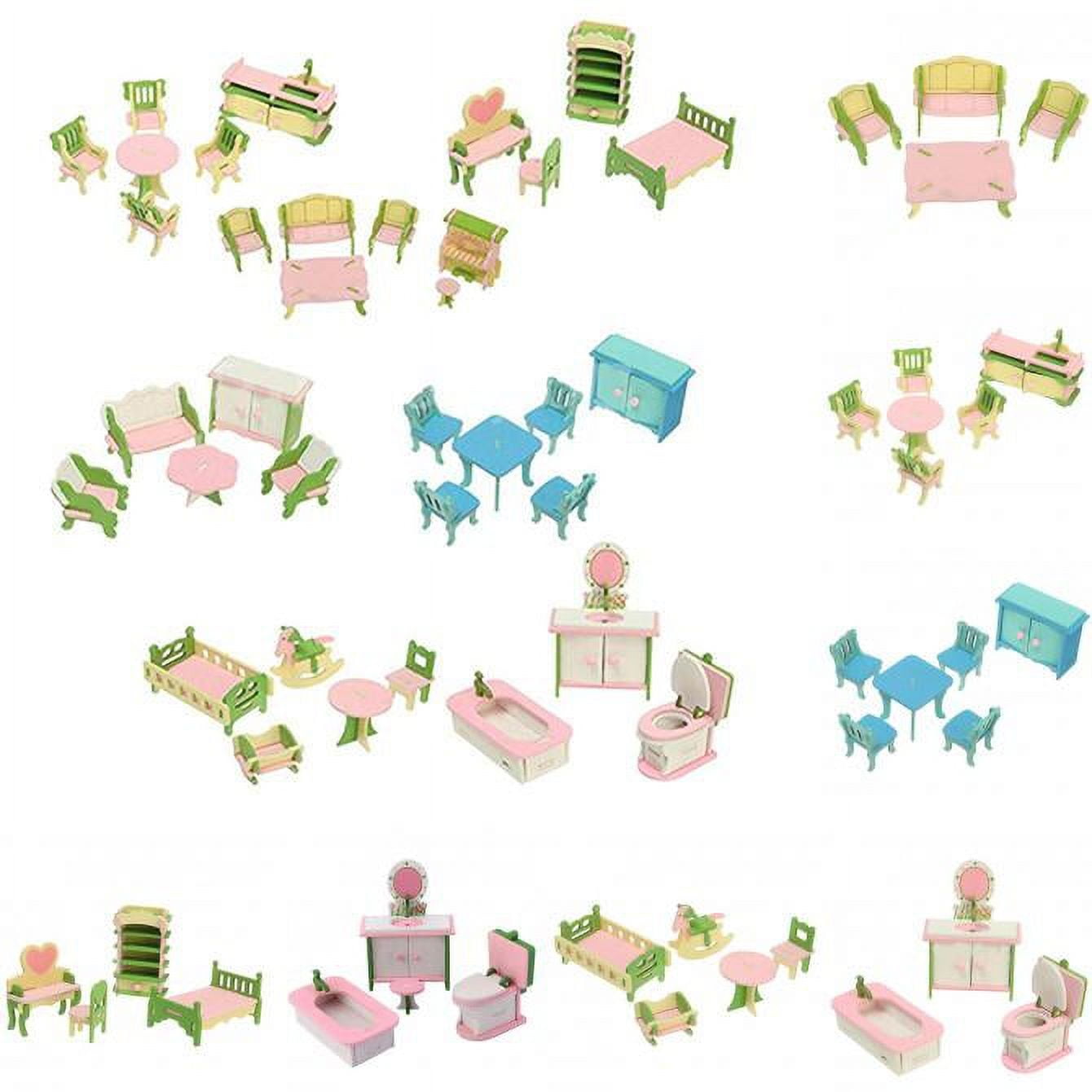 Limei Wooden Dollhouse Furniture Doll House Furnishings Family Set ...