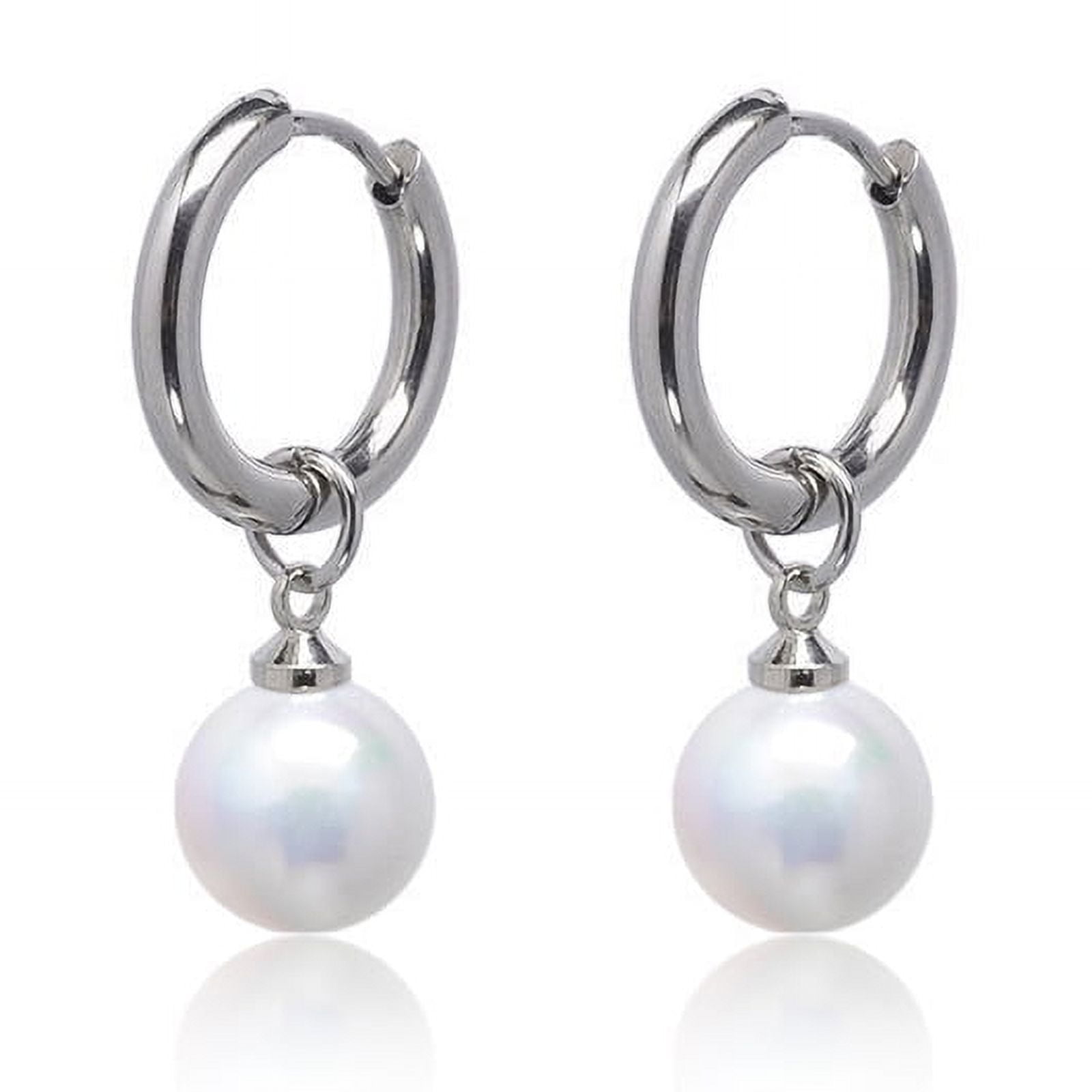 Limerencia Hypoallergenic Pure Titanium Earrings with Pearl Dangles for ...