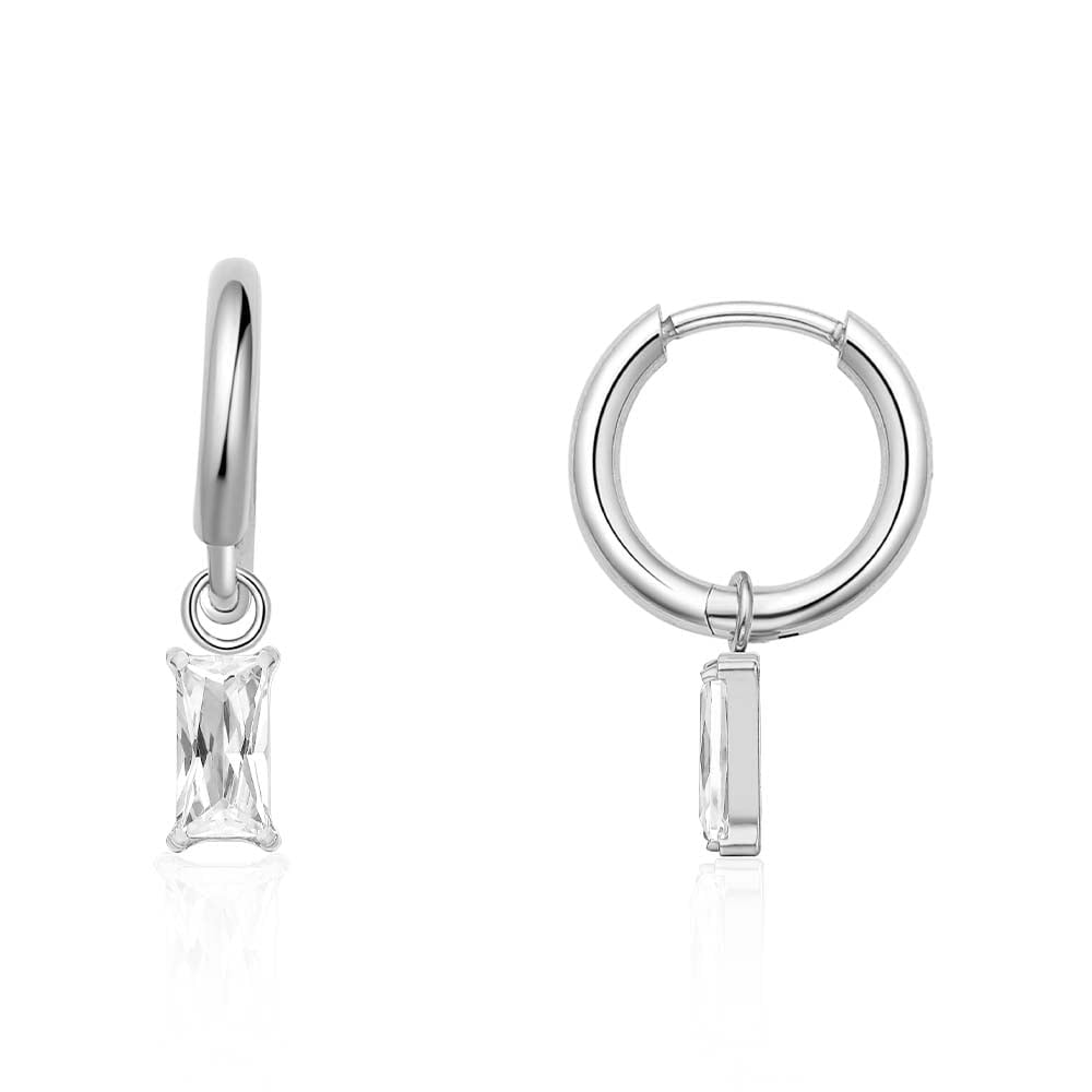 Limerencia Hypoallergenic Pure Titanium Earrings, Rectangular Zirconia ...